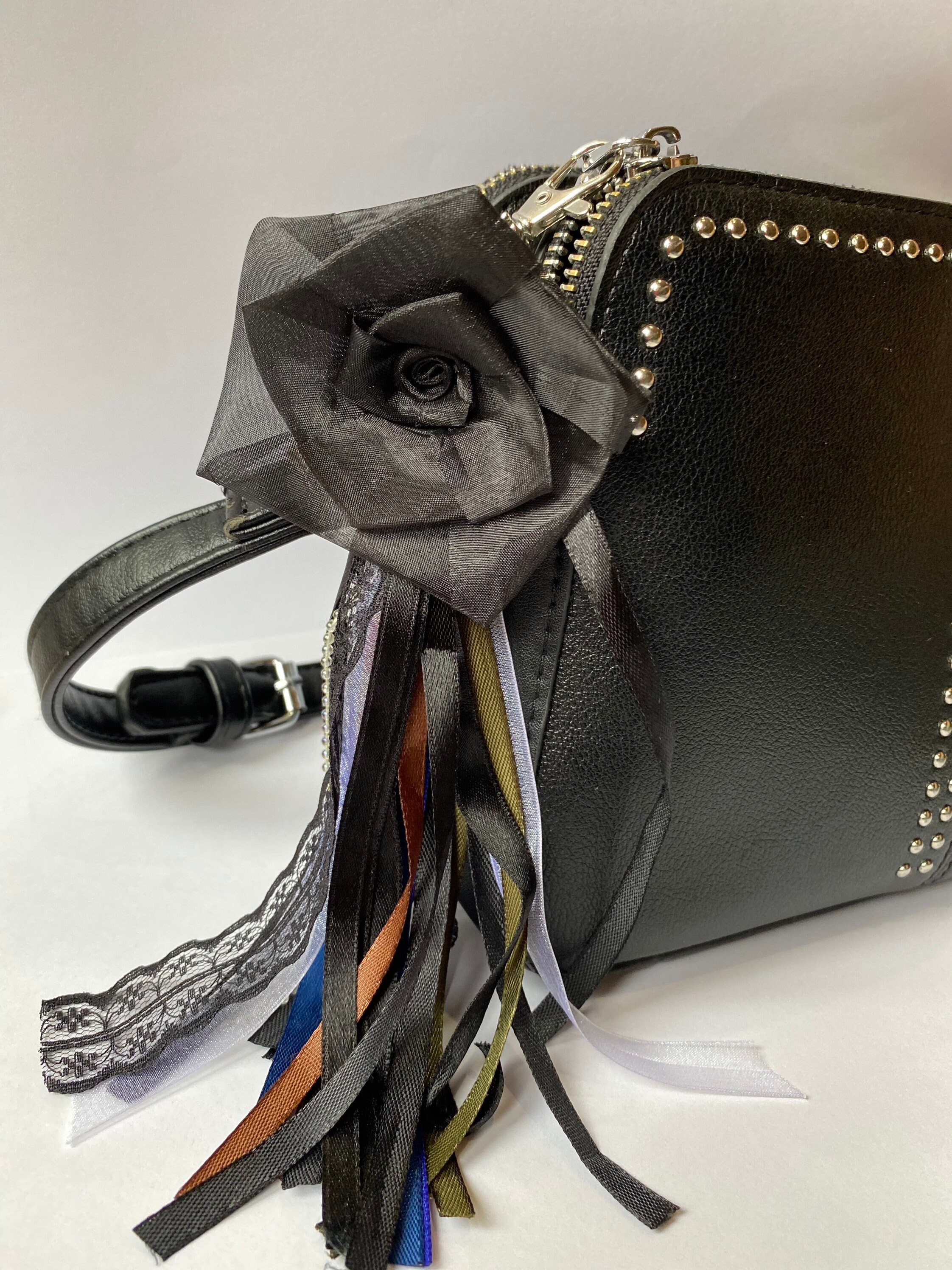 Black Ribbon Bags Charm Ribbon Zipper Pull Handmade Zipper - Etsy UK