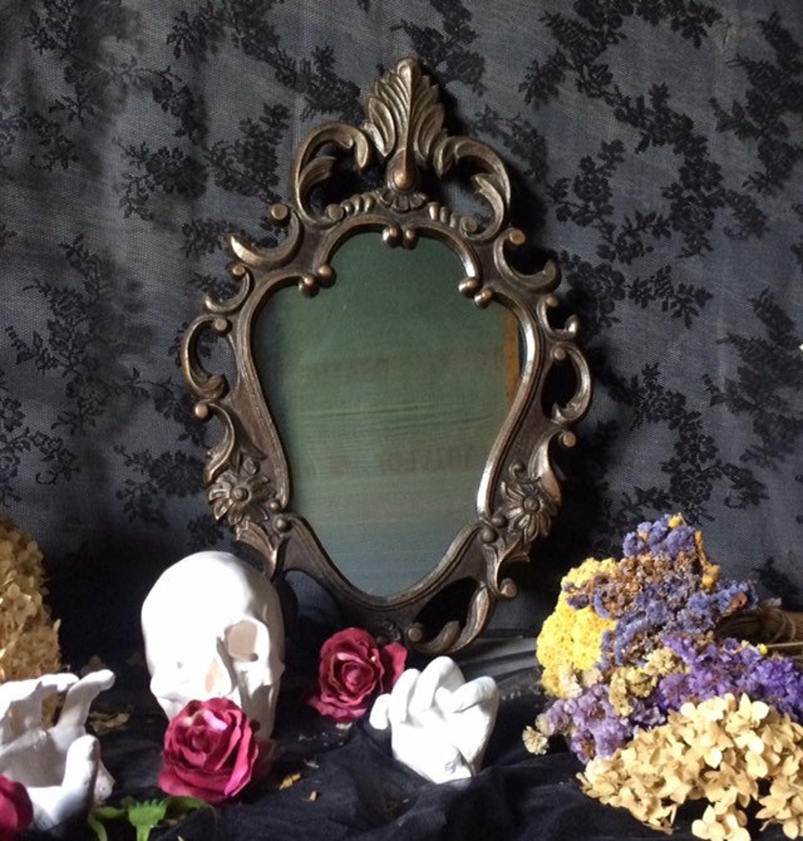 Metal Mirror Frame, Gothic Style Mirror With Metal Frame, Hanging Wall ...