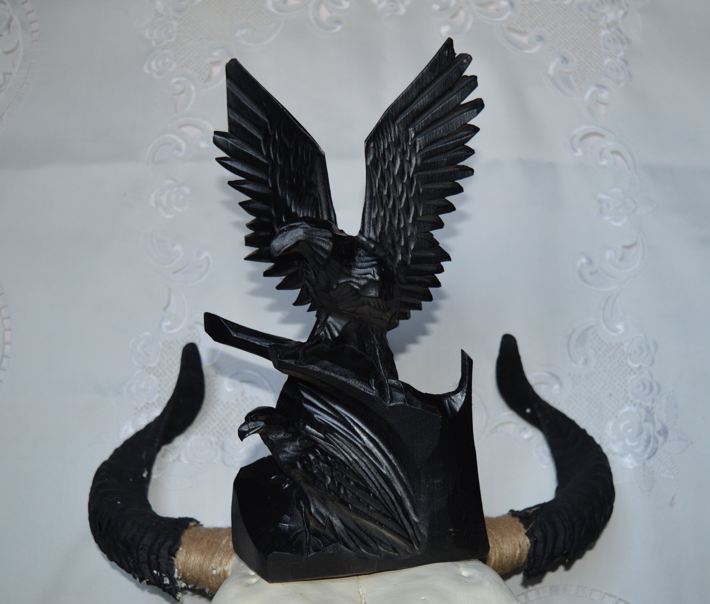 Black Color Gothic Wooden Eagles Figure Wooden Black Gothic - Etsy