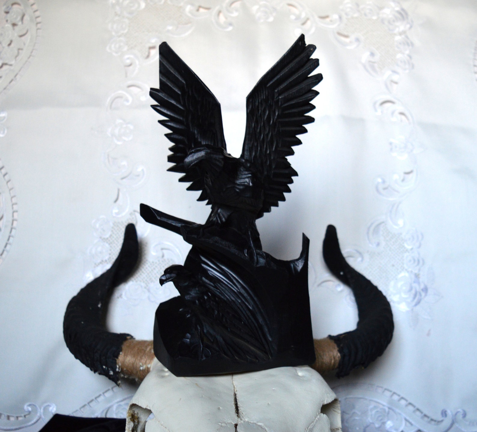 Black Color Gothic Wooden Eagles Figure Wooden Black Gothic - Etsy