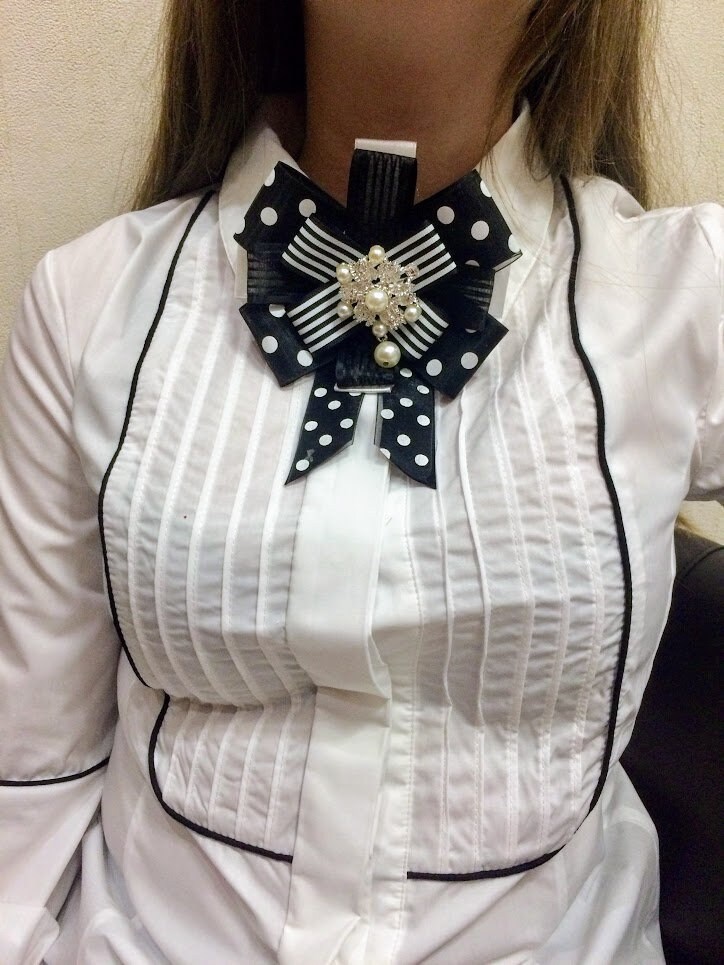 Gothic Steam Punk Victorian Brooch, Black Lace Polka Dots Ribbon Brooch ...