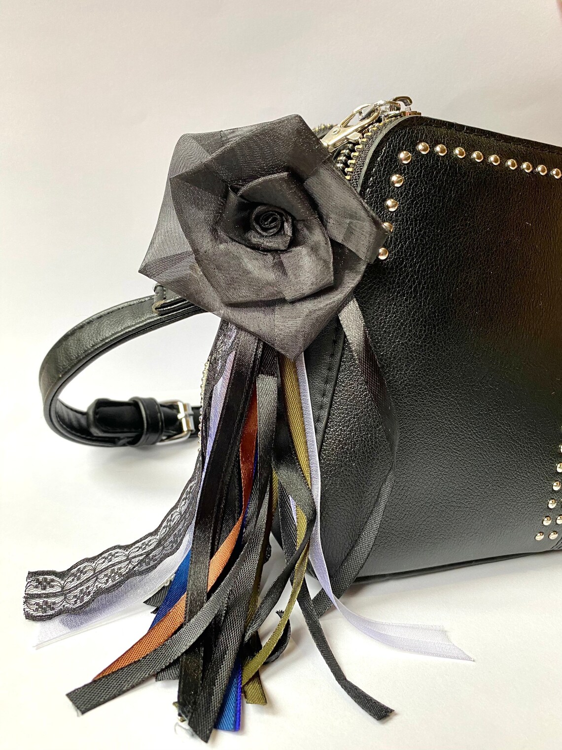 Black Ribbon Bags Charm Ribbon Zipper Pull Handmade Zipper - Etsy UK