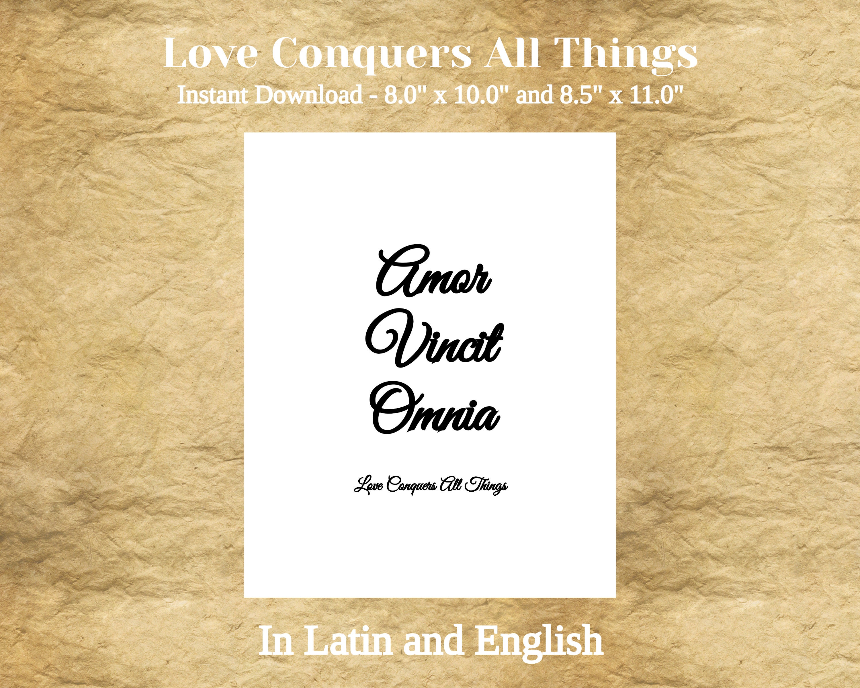 Instant Download! Love Conquers All Things, Latin Phrase - Amor Vincit ...