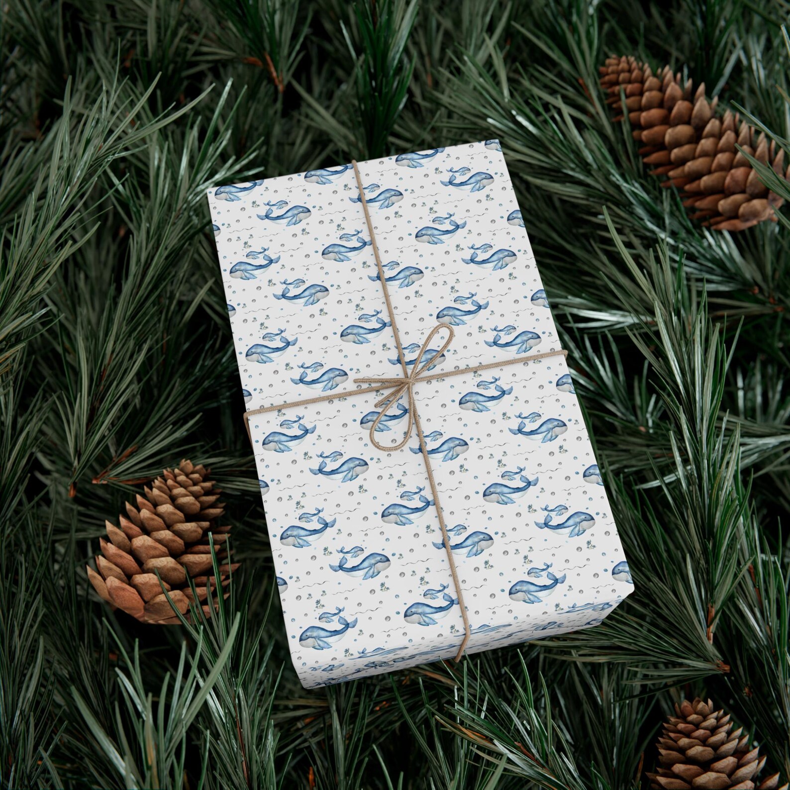 Ocean Whale Eco-friendly Wrapping Paper Rolls- Original Watercolor Art ...