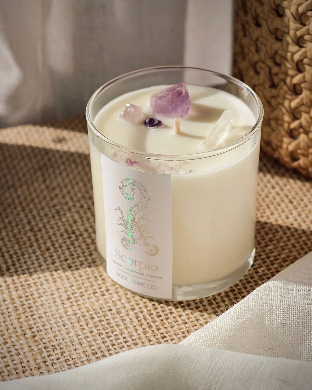 Iridescent Scorpio Candle With Healing Crystals for Manifestation ...