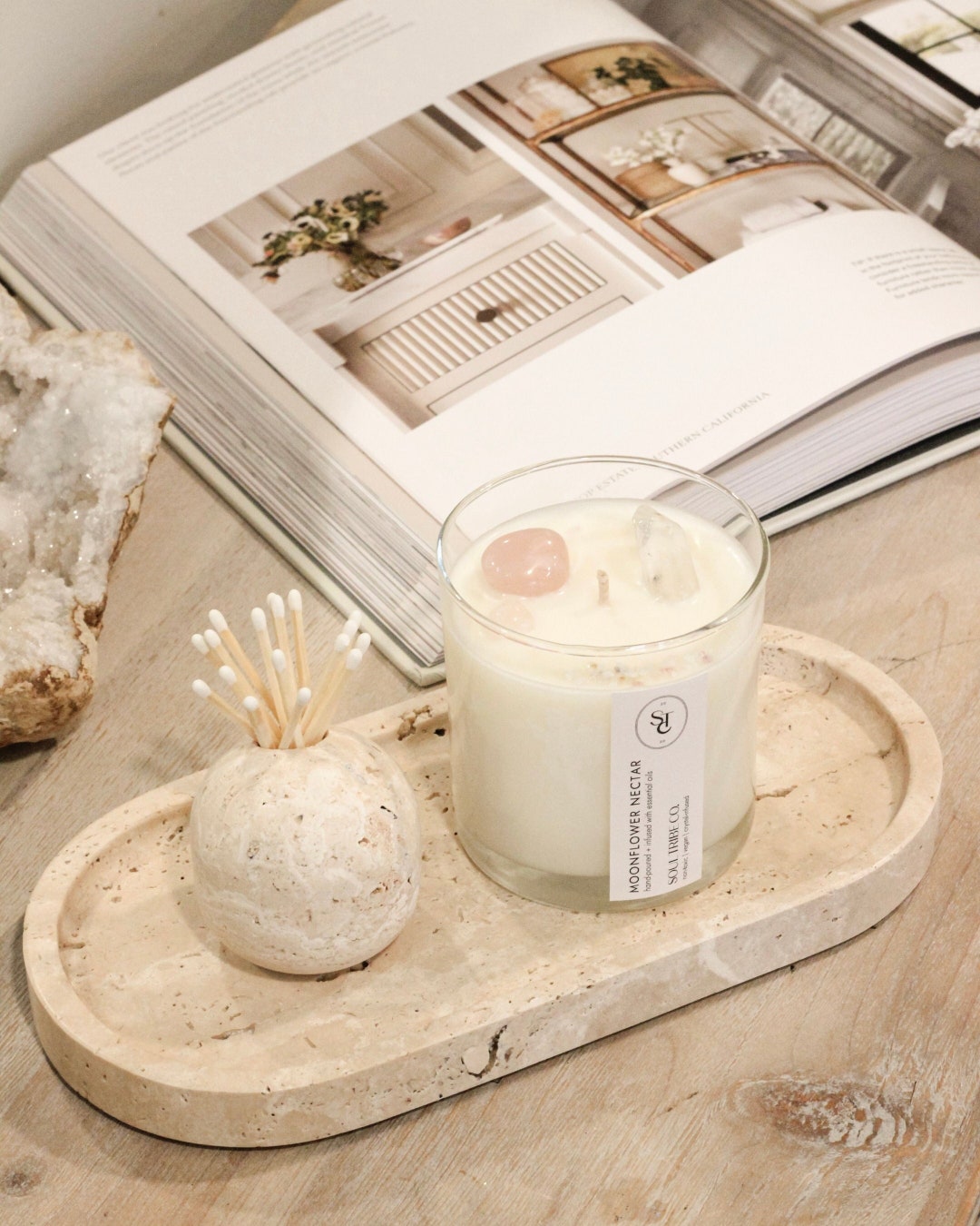 Moonflower Nectar Candle W/ Love Crystals for Manifestation Valentines ...