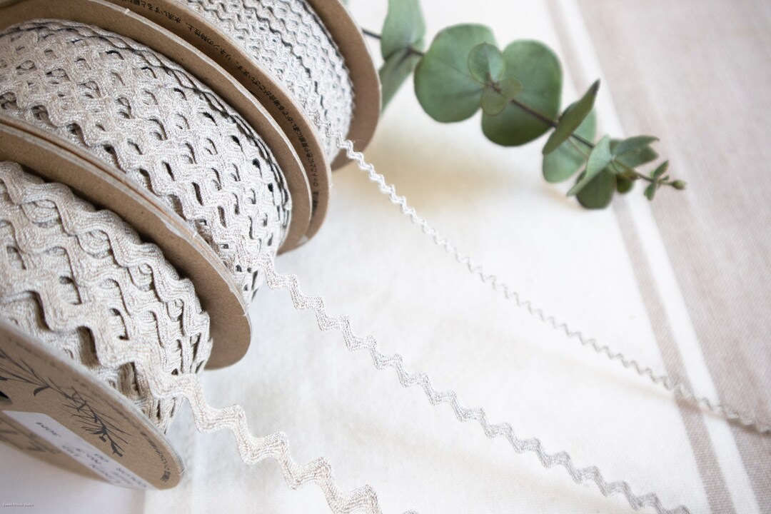 Croquet, Natural Linen Ribbon 3 Sizes, Zigzag Ribbon, 100% Linen, *sold ...