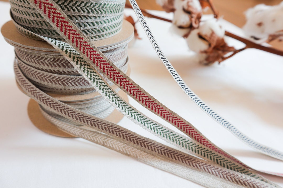Natural Linen Chevron Ribbon 10mm, 100% Linen Braid, *sold by the Meter ...