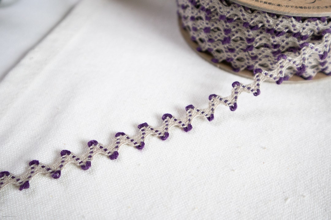 100% Purple Linen Croquet, Ric Rac Ribbon, Zig Zag Ribbon, Serpentine ...