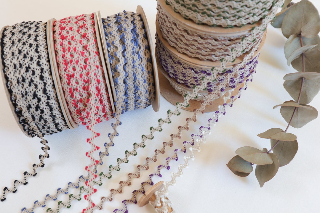 Croquet, Linen Ribbon, Zig Zag Ribbon, Serpentine, Couture, Washed ...
