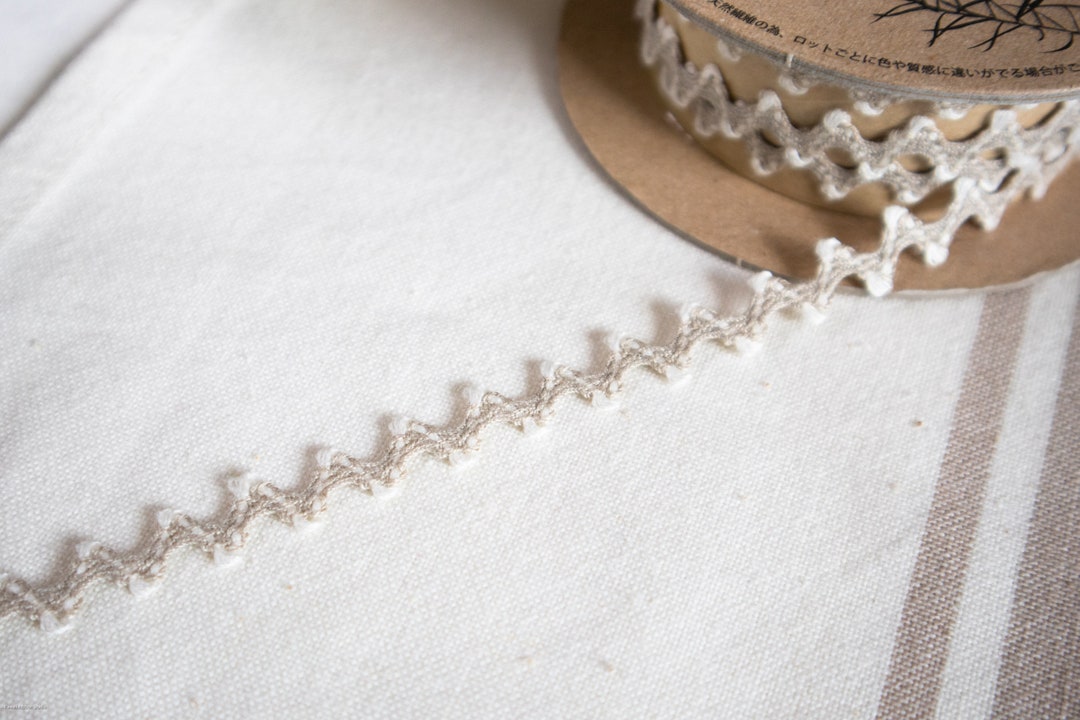 100% White Linen Croquet, Ric Rac Ribbon, Zig Zag Ribbon, Serpentine ...
