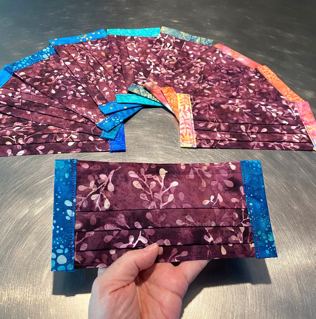 PURPLE SPROUT 2-ply Batik Cotton Face Mask With Filter Pocket and Nose ...