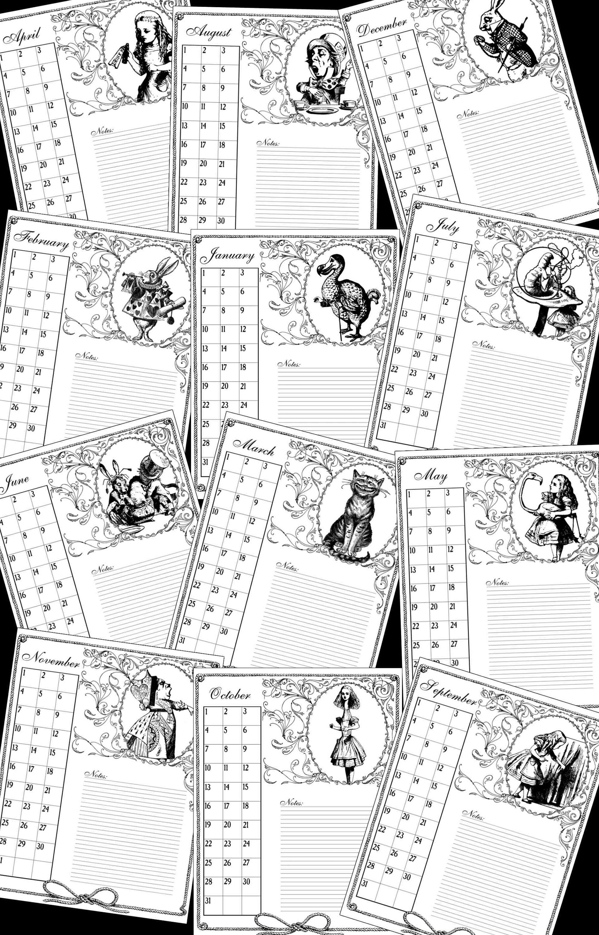 Alice in Wonderland Perpetual Birthday Calendar for Children - Etsy