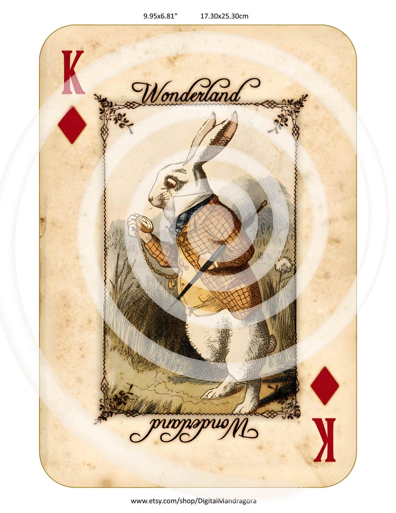 Alice in Wonderland Large Playing Cards Set of 4 Print for - Etsy