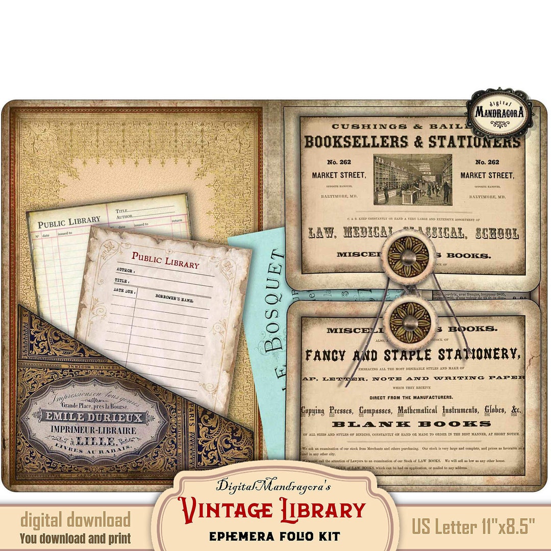 Vintage Library Ephemera Folio Kit: Junk Journal (digital Download) - Etsy