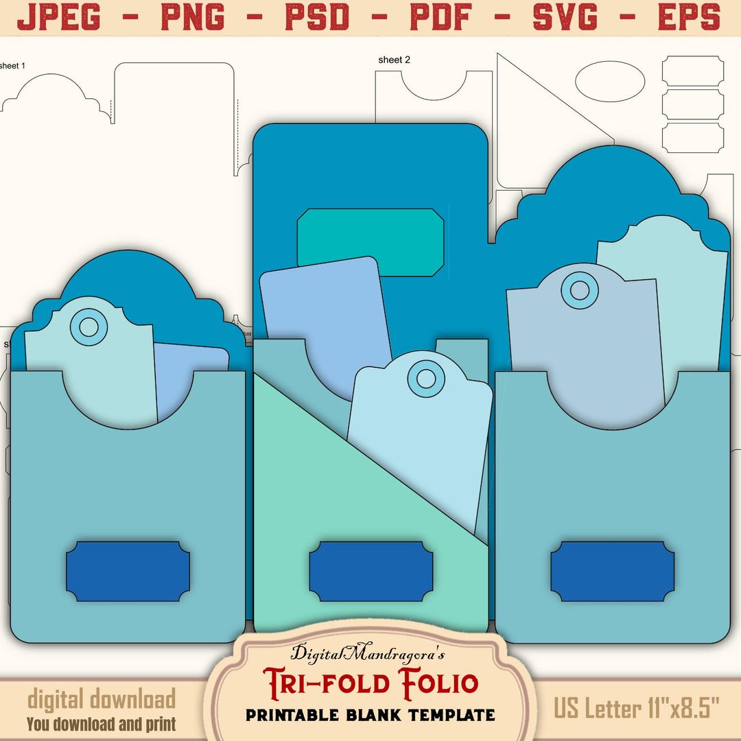 Blank Folio Template: Printable Junk Journal Pockets & Ephemera ...