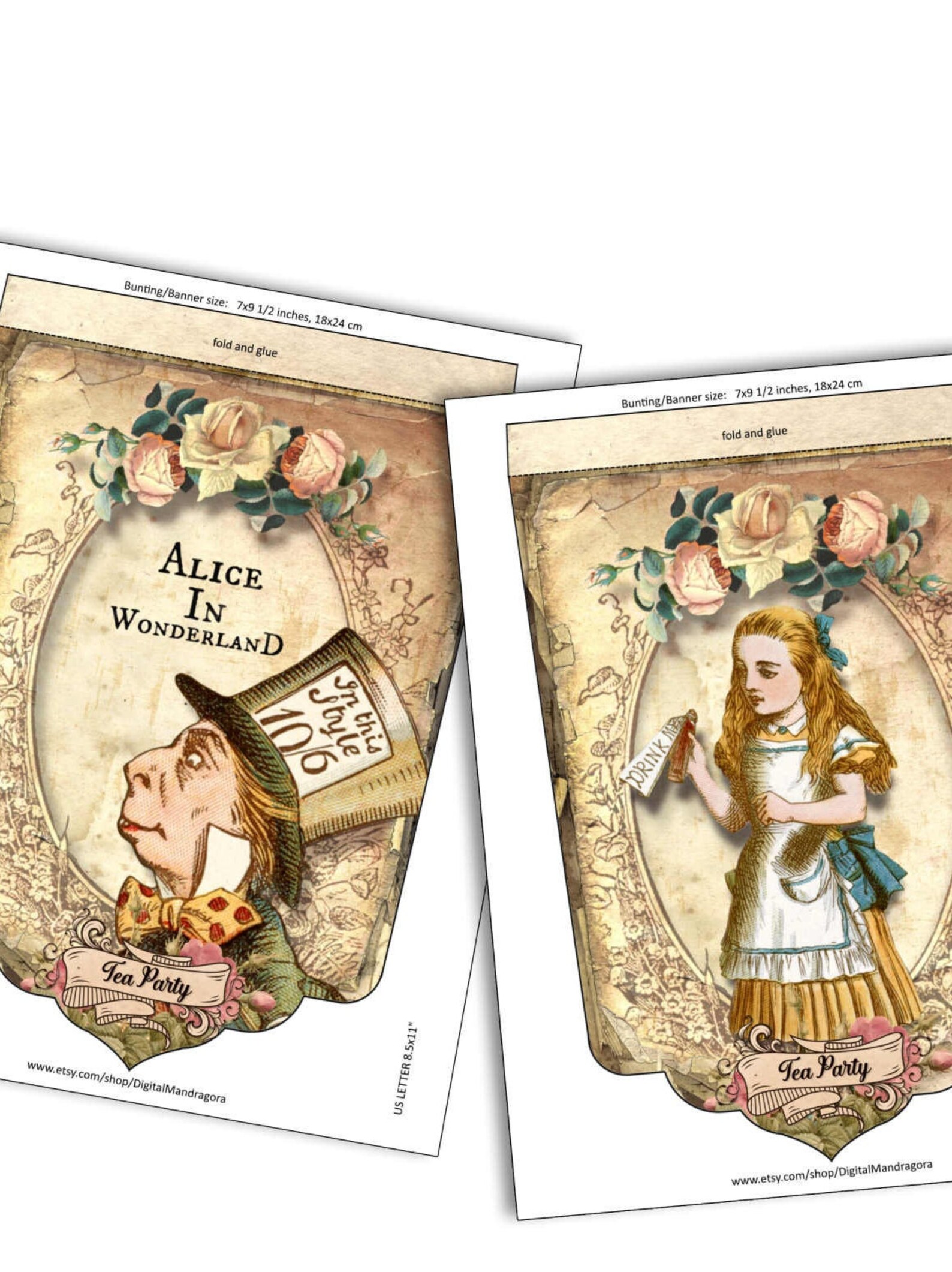 Alice in Wonderland Alice Banners Wonderland Bunting Tea - Etsy