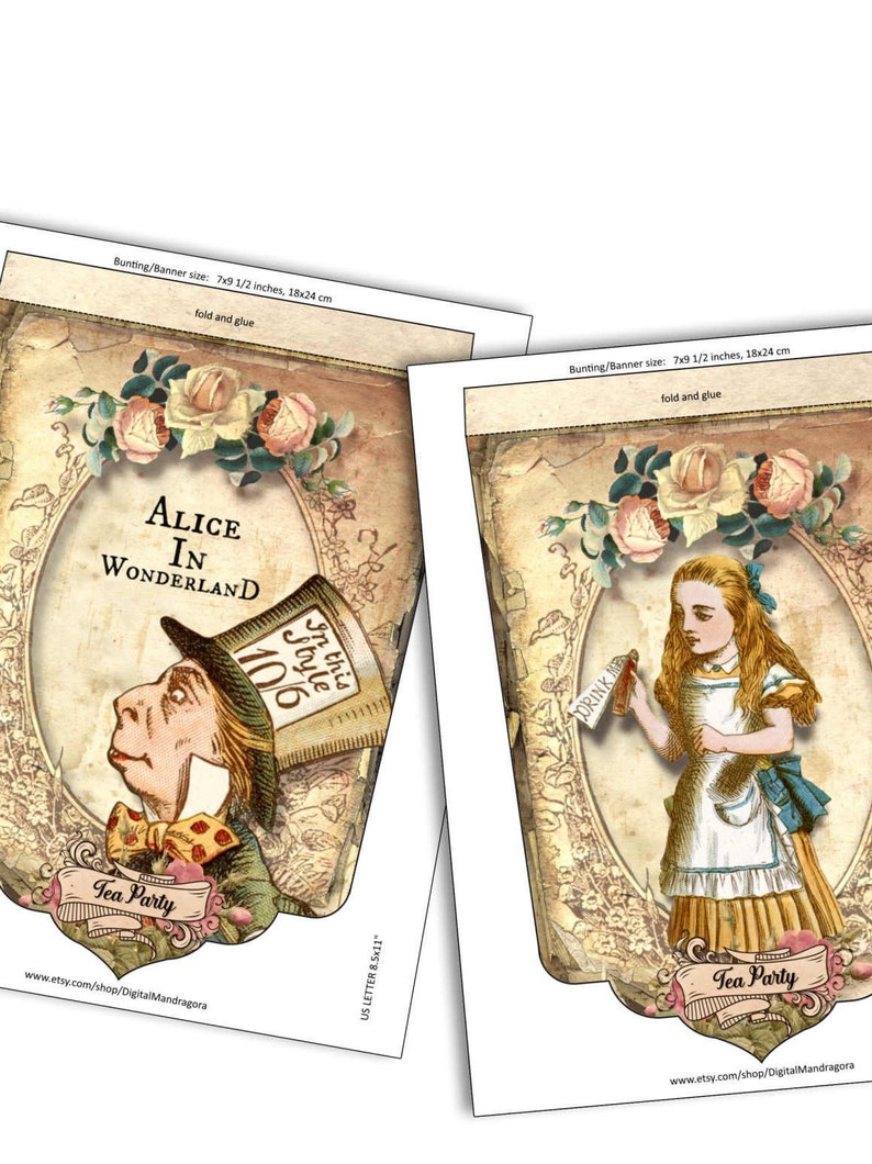 Alice in Wonderland Alice Banners Wonderland Bunting Tea - Etsy