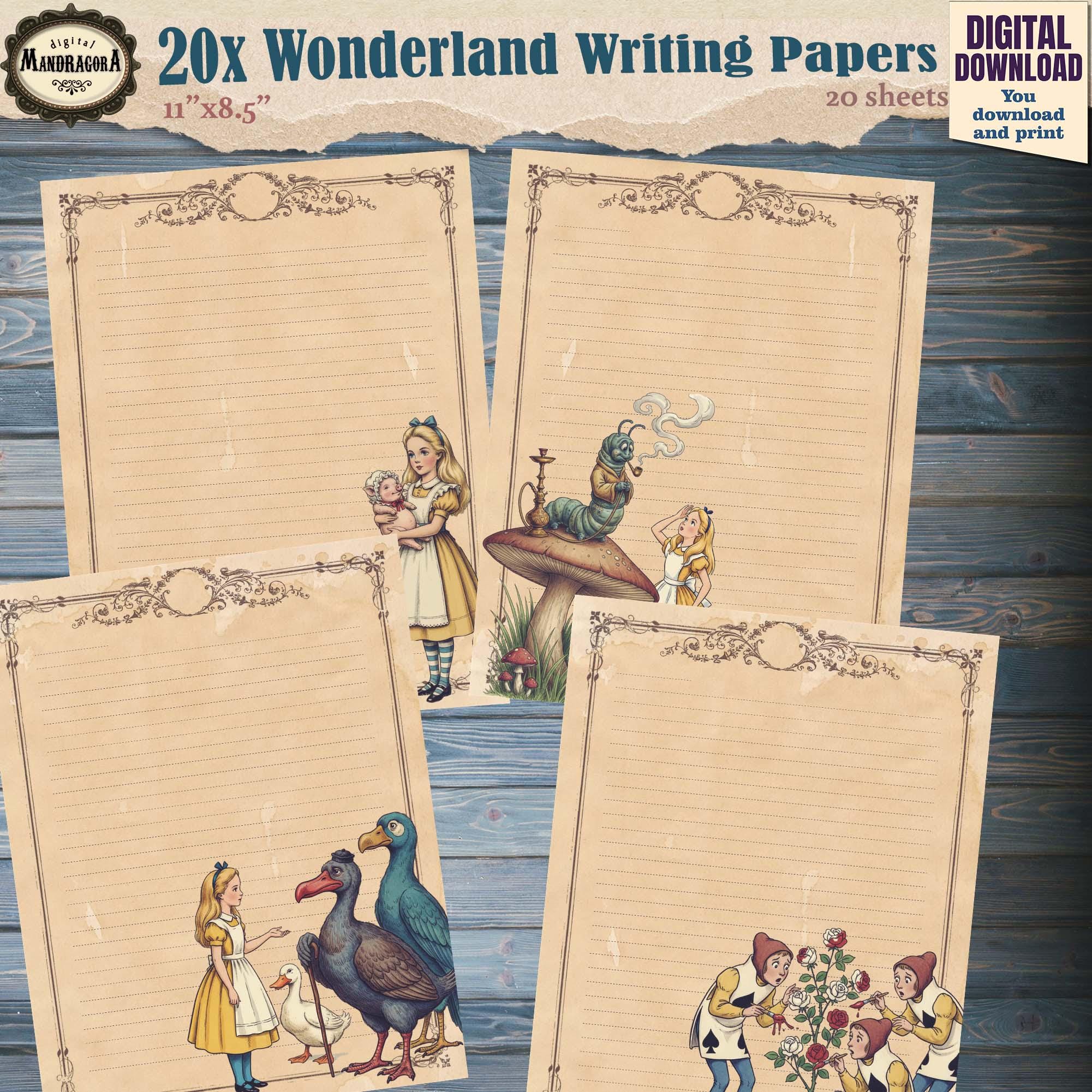Alice in Wonderland Vintage Writing Paper Set — Victorian Printable ...