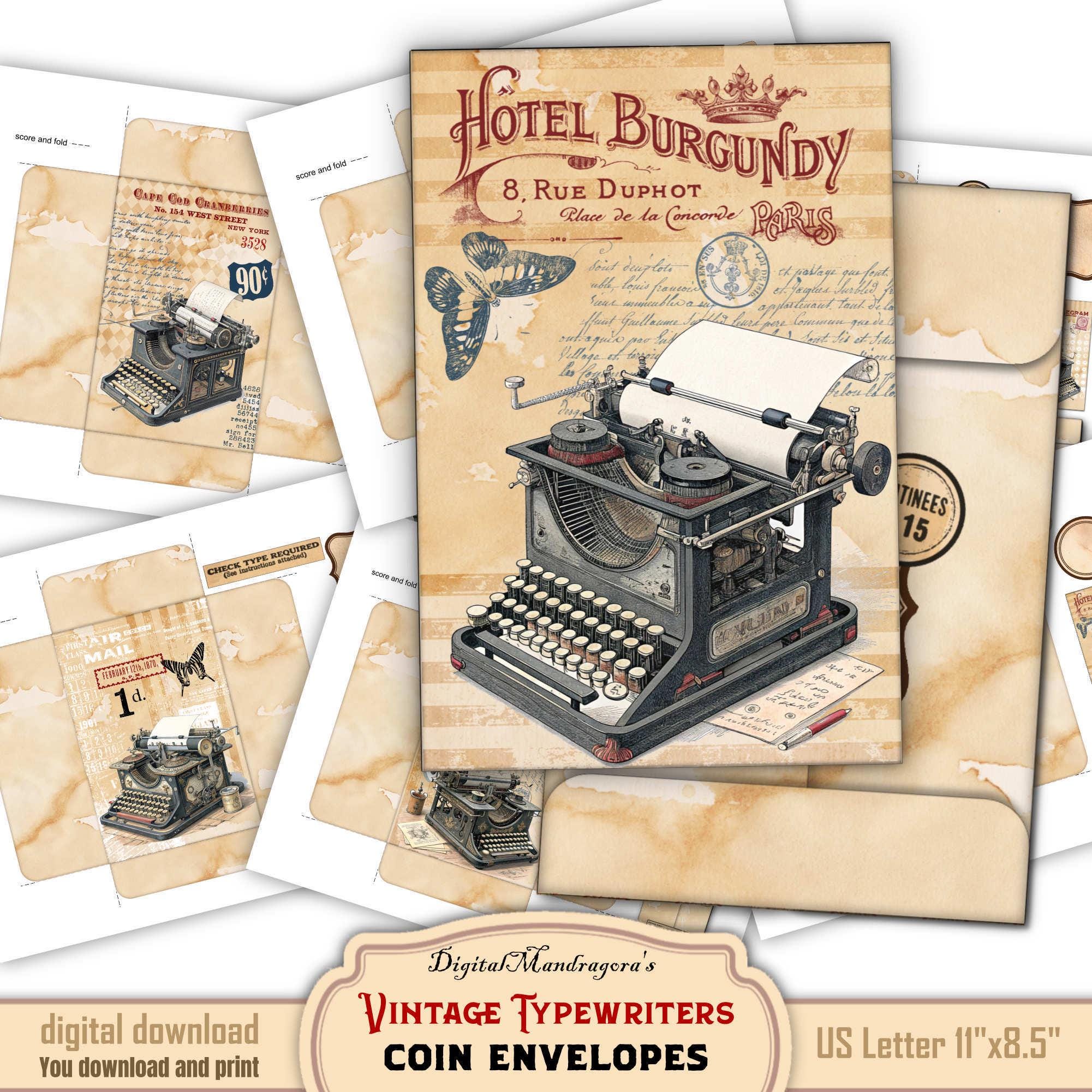 Vintage Typewriter Coin Envelopes: Printable Ephemera for Junk Journals ...