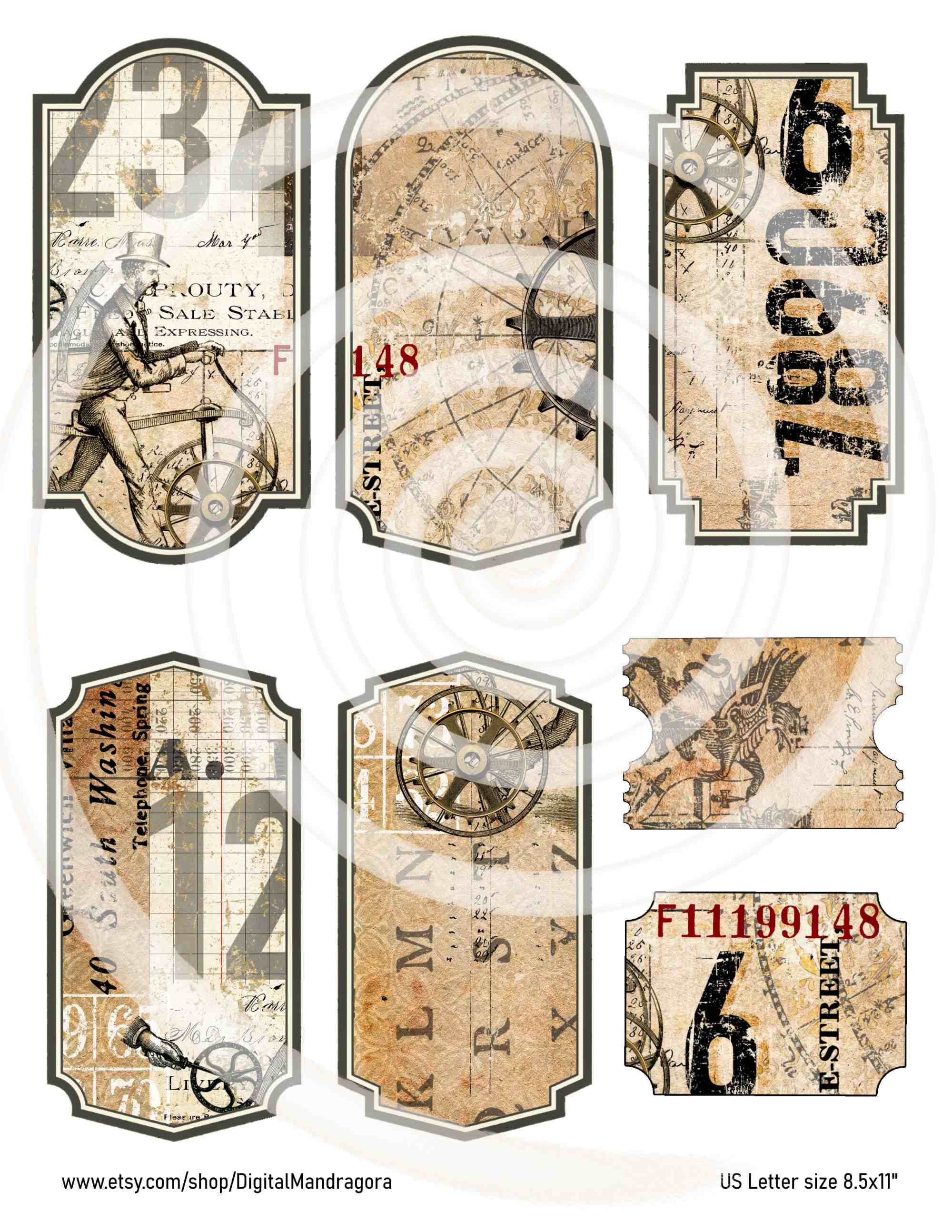 Steampunk Industrial Grunge Labels Steampunk Junk Journal | Etsy