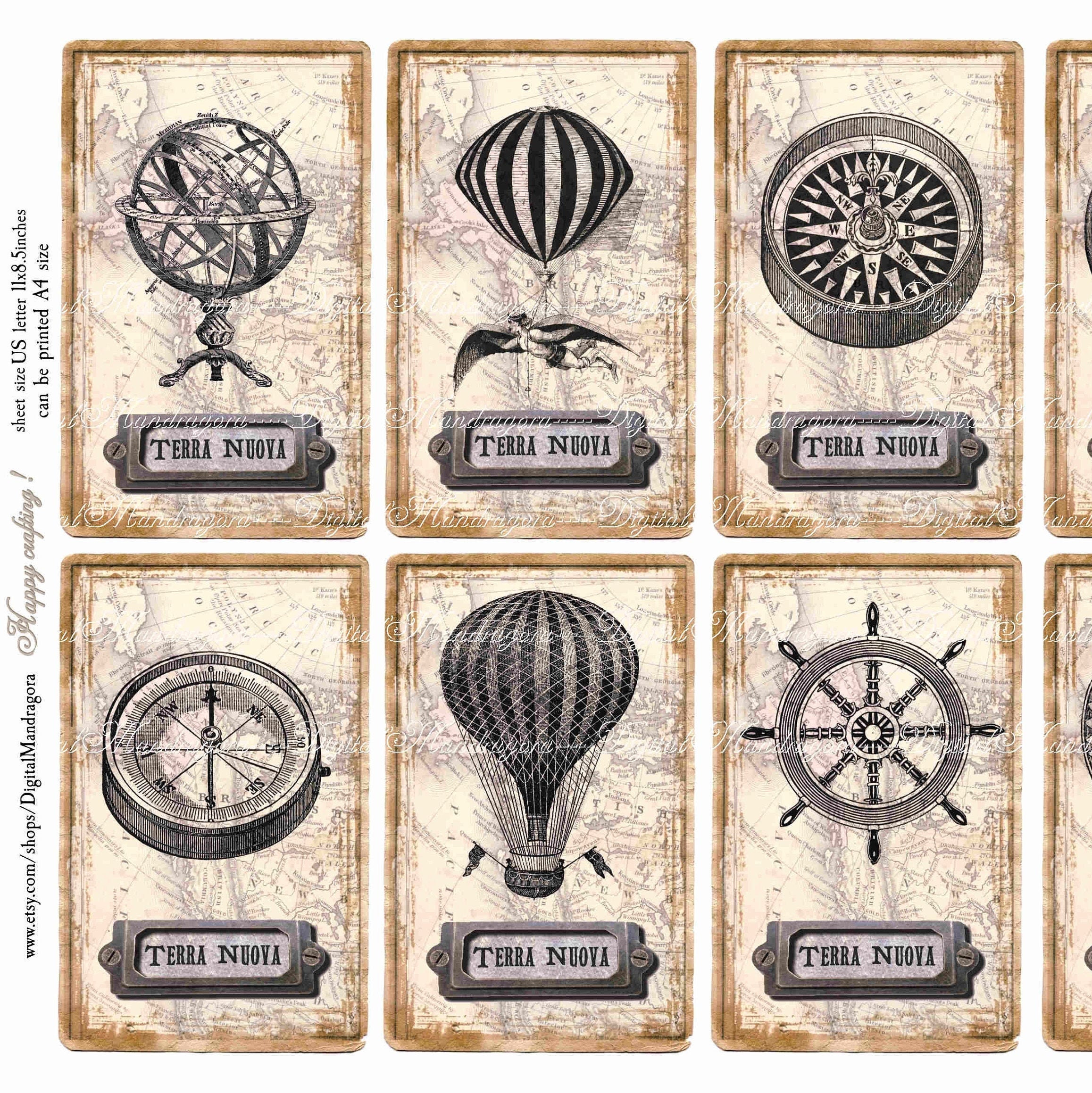 Steampunk Cards Steampunk Labels Victorian Steampunk - Etsy
