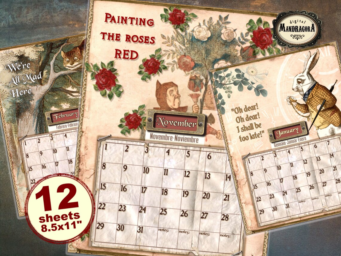 Alice in Wonderland Perpetual Birthday Calendar for Children - Etsy