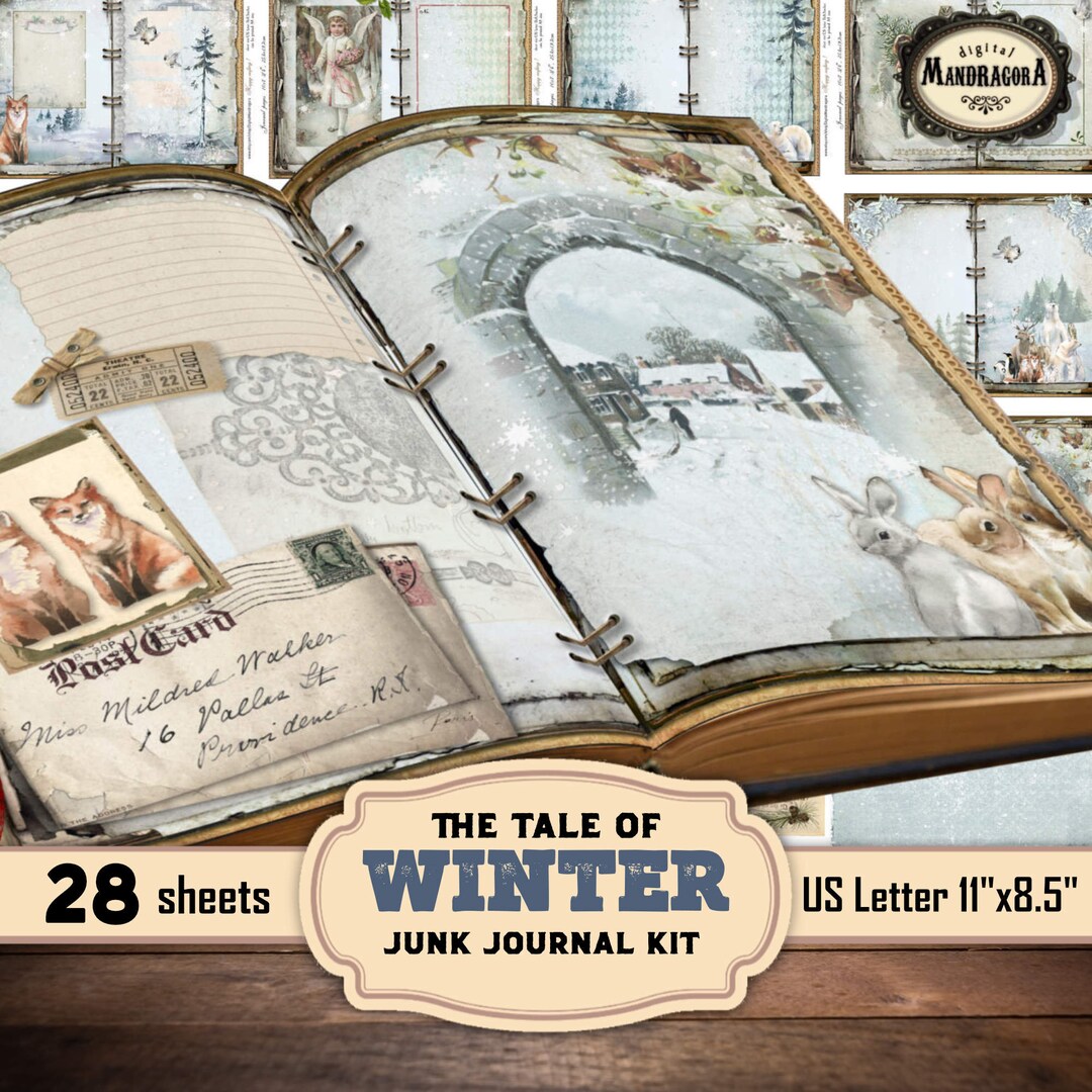 The Tale of Winter Junk Journal Kit, Printable Winter Scrapbook, Diy ...