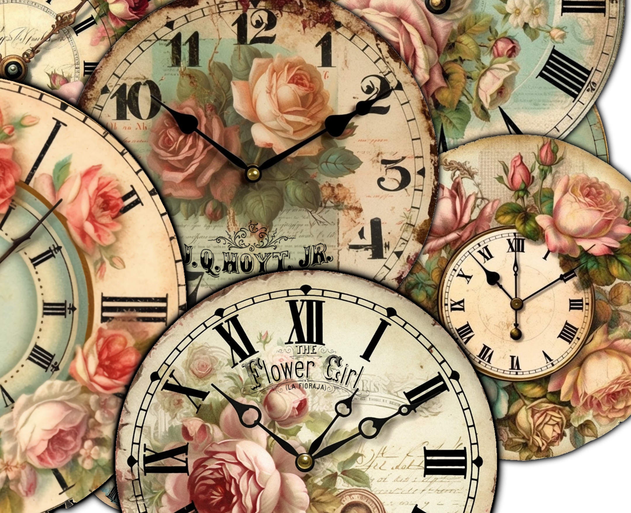 Cottagecore Rose Clock Faces: Victorian Ephemera (digital Download) - Etsy