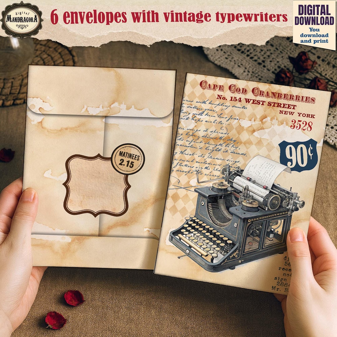 Vintage Typewriter Coin Envelopes: Printable Ephemera for Junk Journals ...