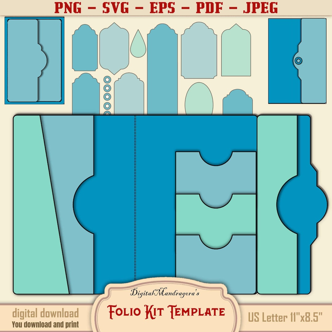 Blank Folio Template Kit: Cutting Machines Friendly Printable Junk ...