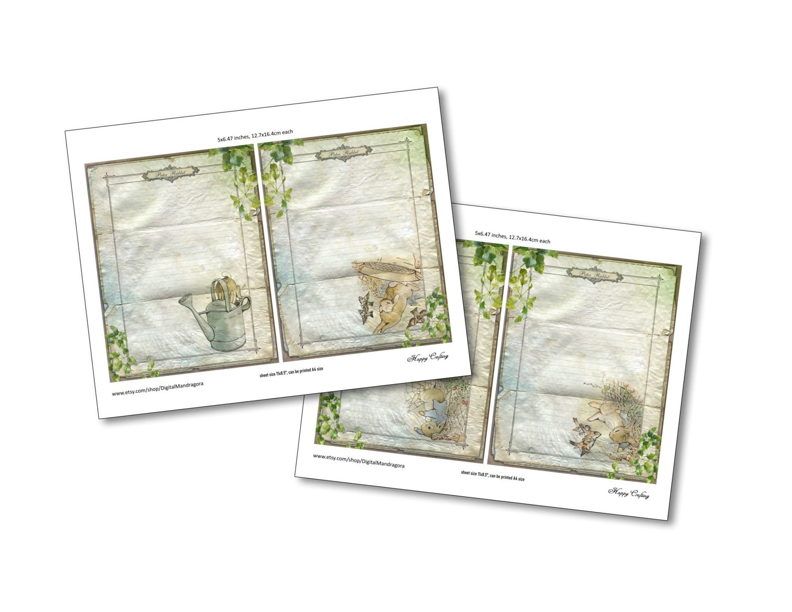 Peter Rabbit Writing Papers, Digital Writing Paper, Vintage Peter ...
