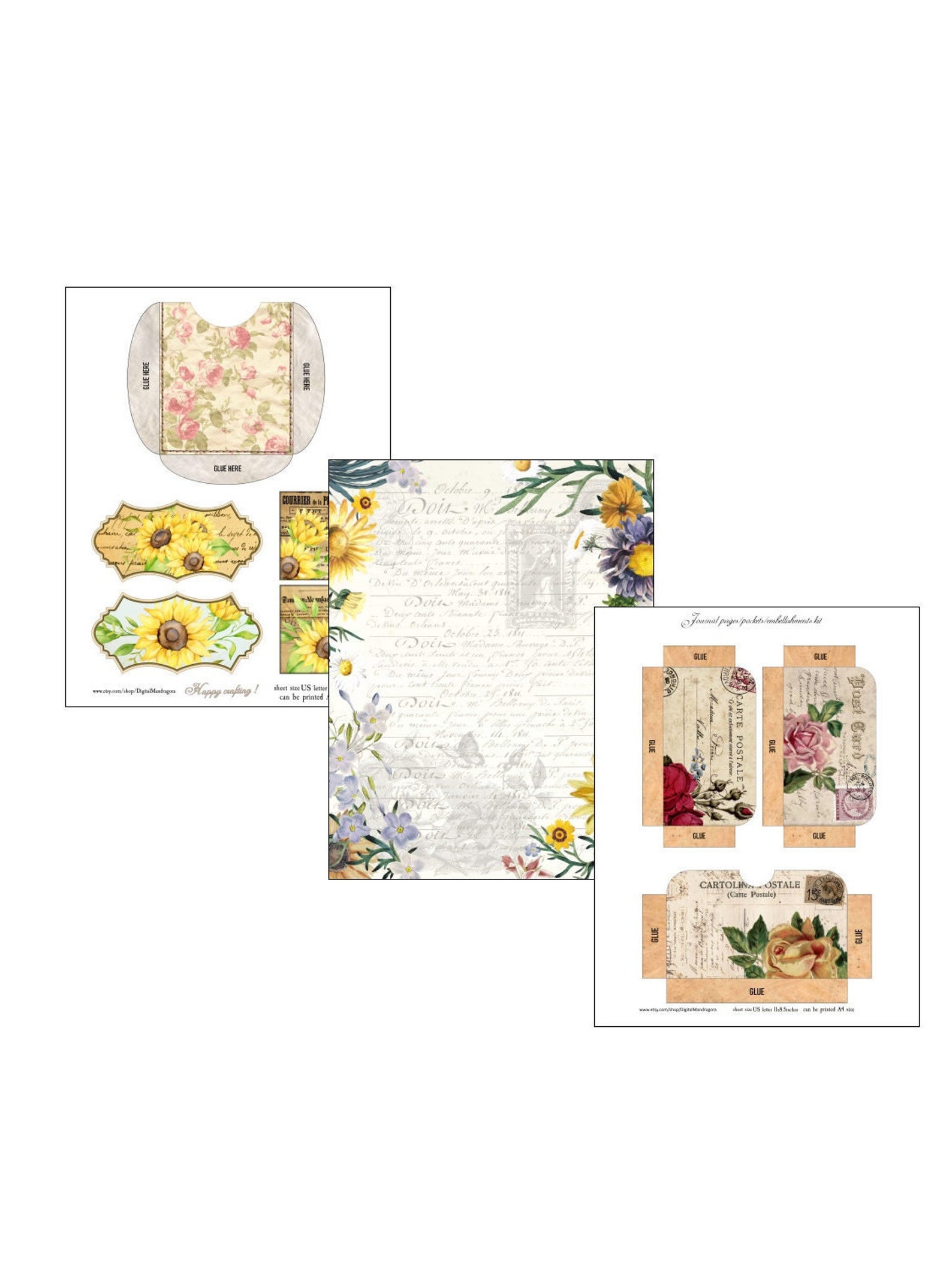 Blooming Flowers Junk Journal Kit Floral Journal Pages - Etsy