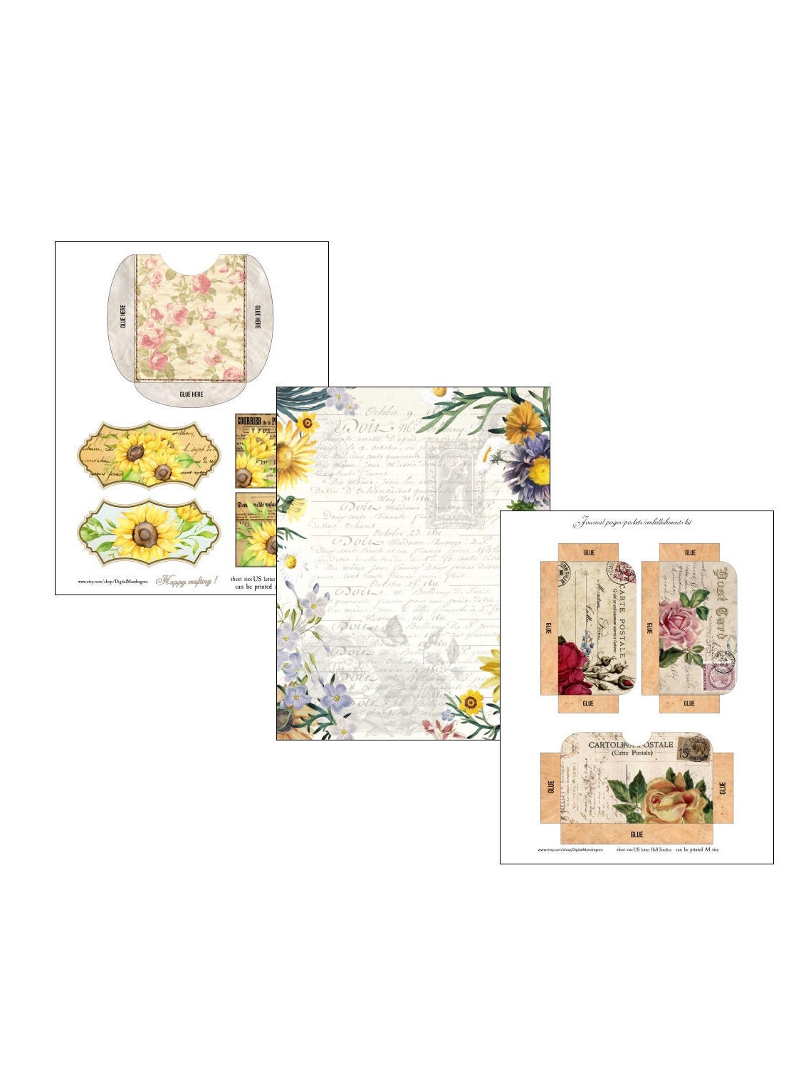 Blooming Flowers Junk Journal Kit Floral Journal Pages - Etsy