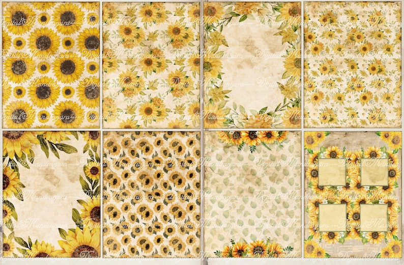 Sunflowers Decorative Paper Pack Sunflower Prints Vintage | Etsy