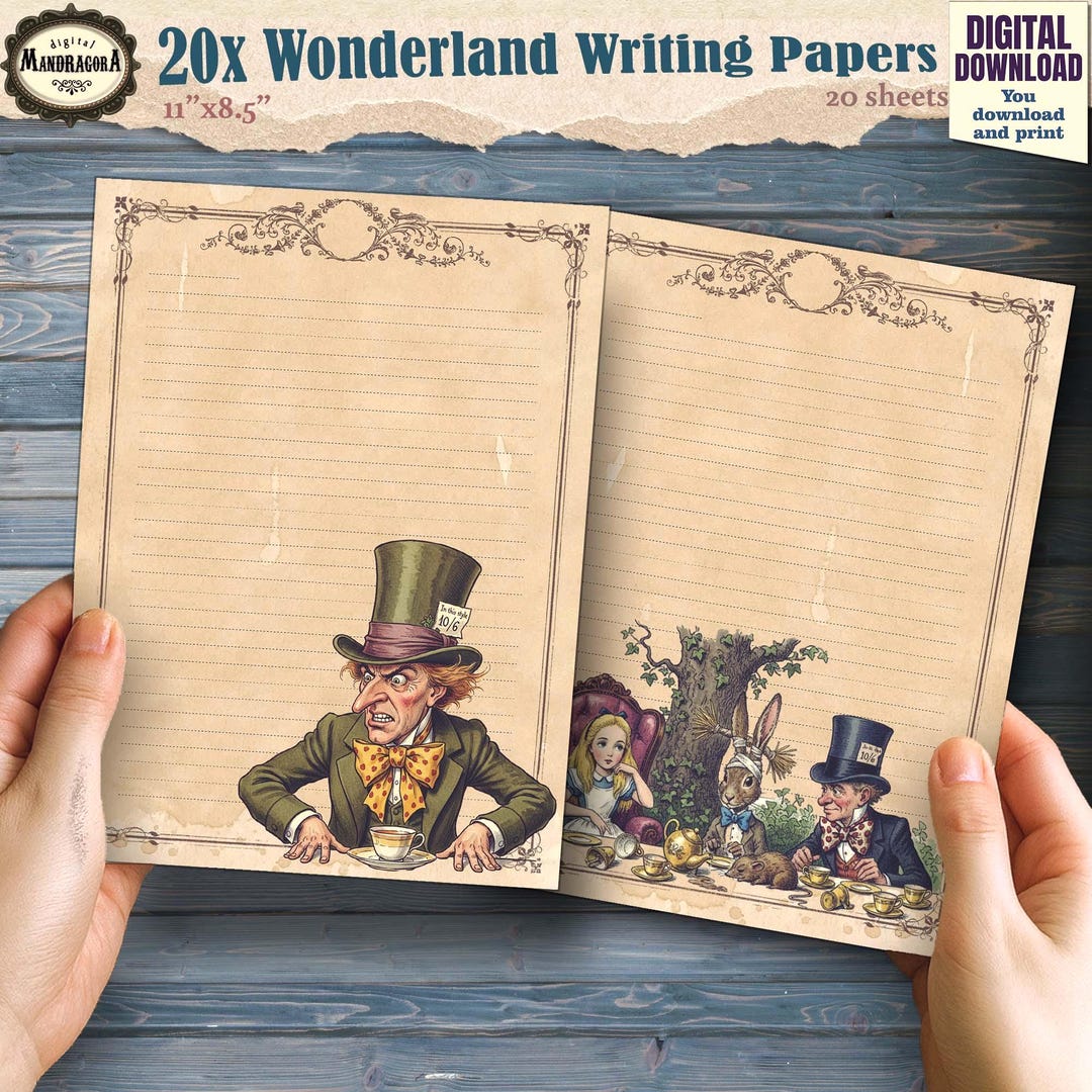 Alice in Wonderland Vintage Writing Paper Set — Victorian Printable ...