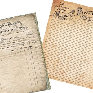 Digital Ledger Paper Grunge Worn Faded Invoice Pack for Junk Journaling ...