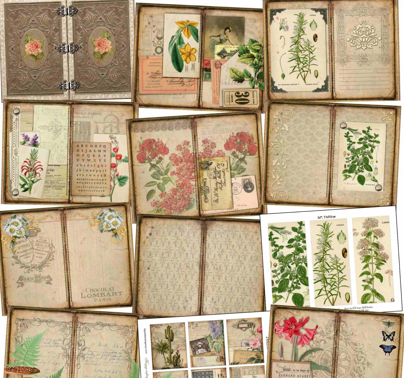 Botanical Junk Journal Kit Floral Journal Pages Vintage - Etsy