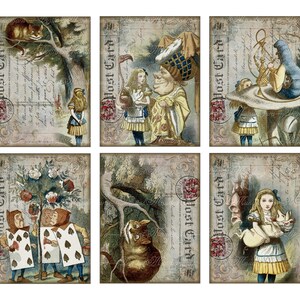 Alice in Wonderland Cards, Wonderland Postcards, Digital Instant ...