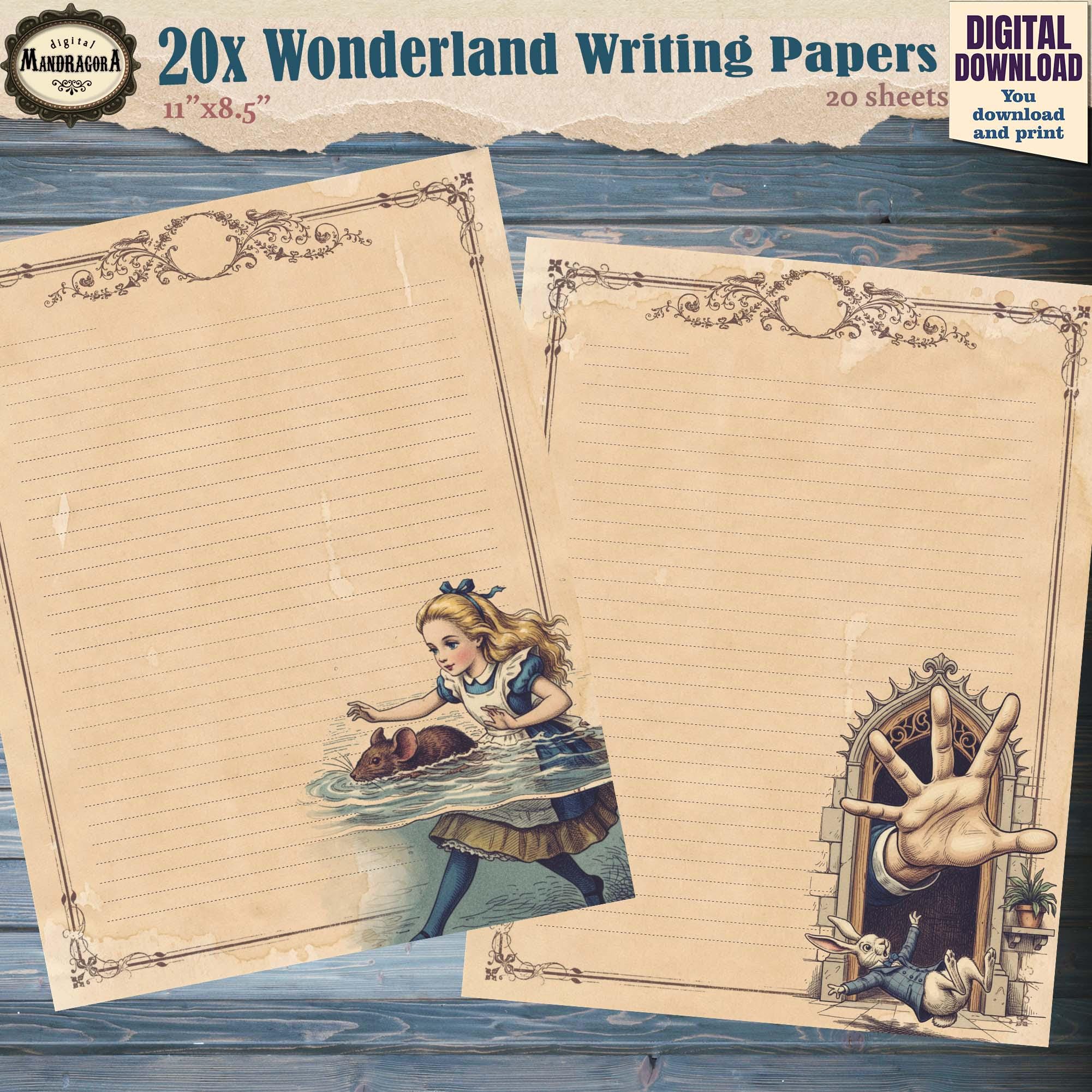 Alice in Wonderland Vintage Writing Paper Set — Victorian Printable ...