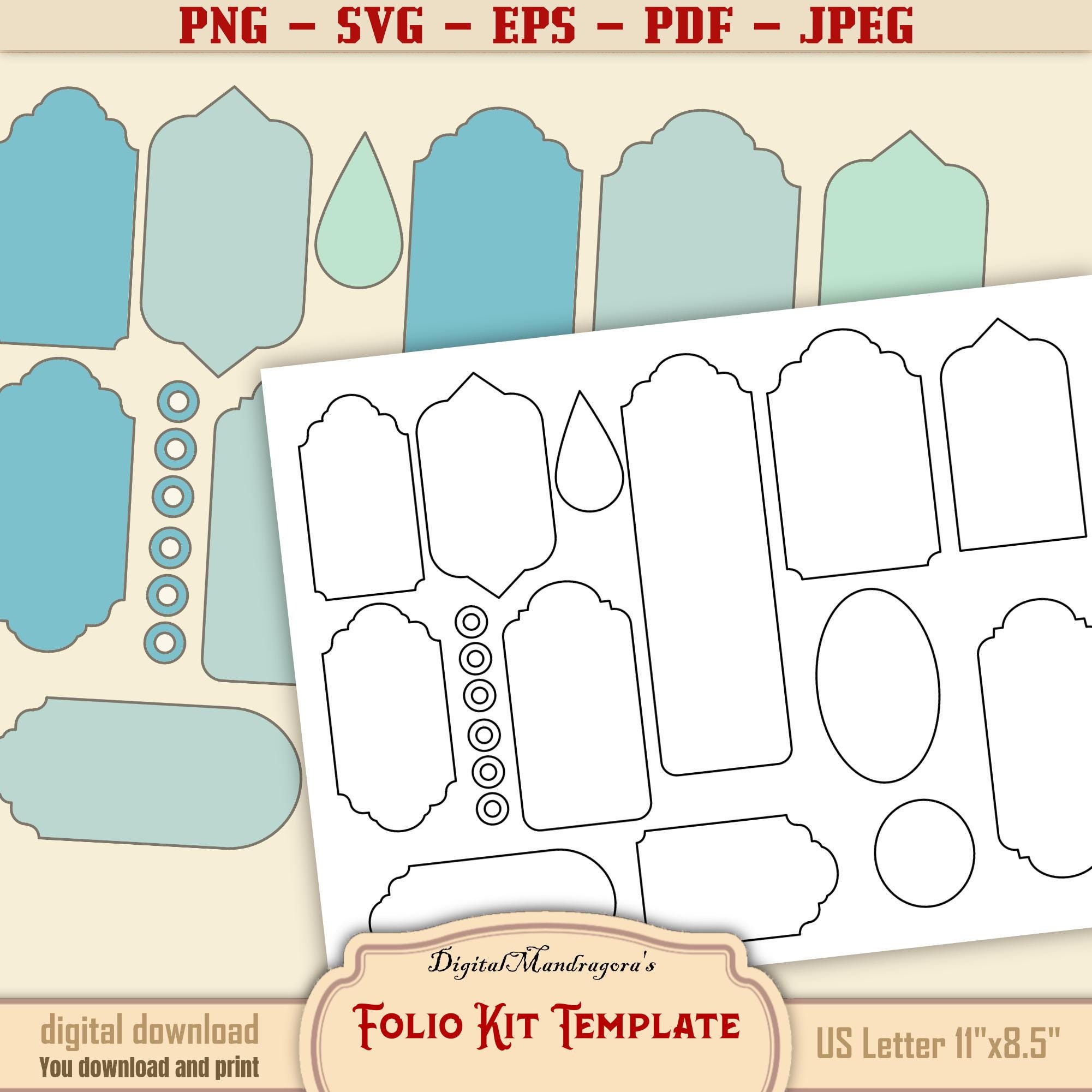 Blank Folio Template Kit: Cutting Machines Friendly Printable Junk ...