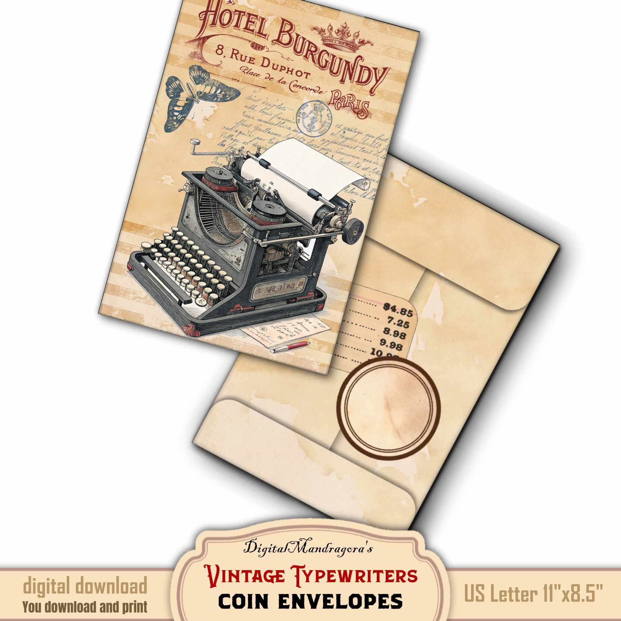 Vintage Typewriter Coin Envelopes: Printable Ephemera for Junk Journals ...