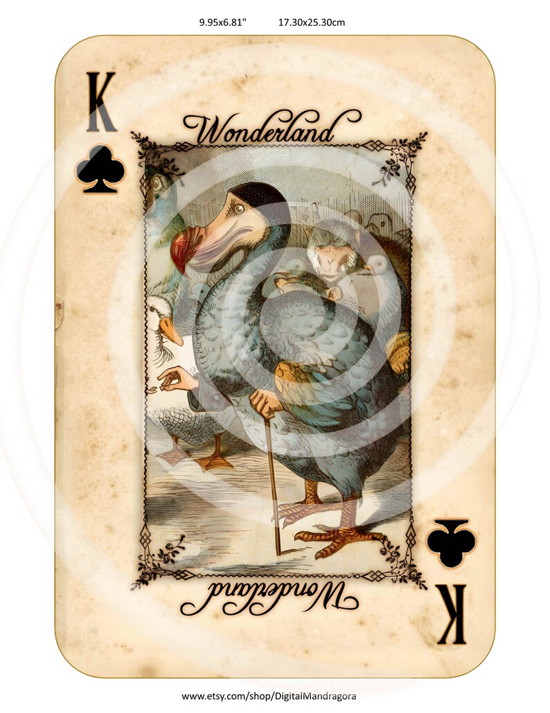 Alice in Wonderland Large Playing Cards, Set of 4, Print for Framing ...