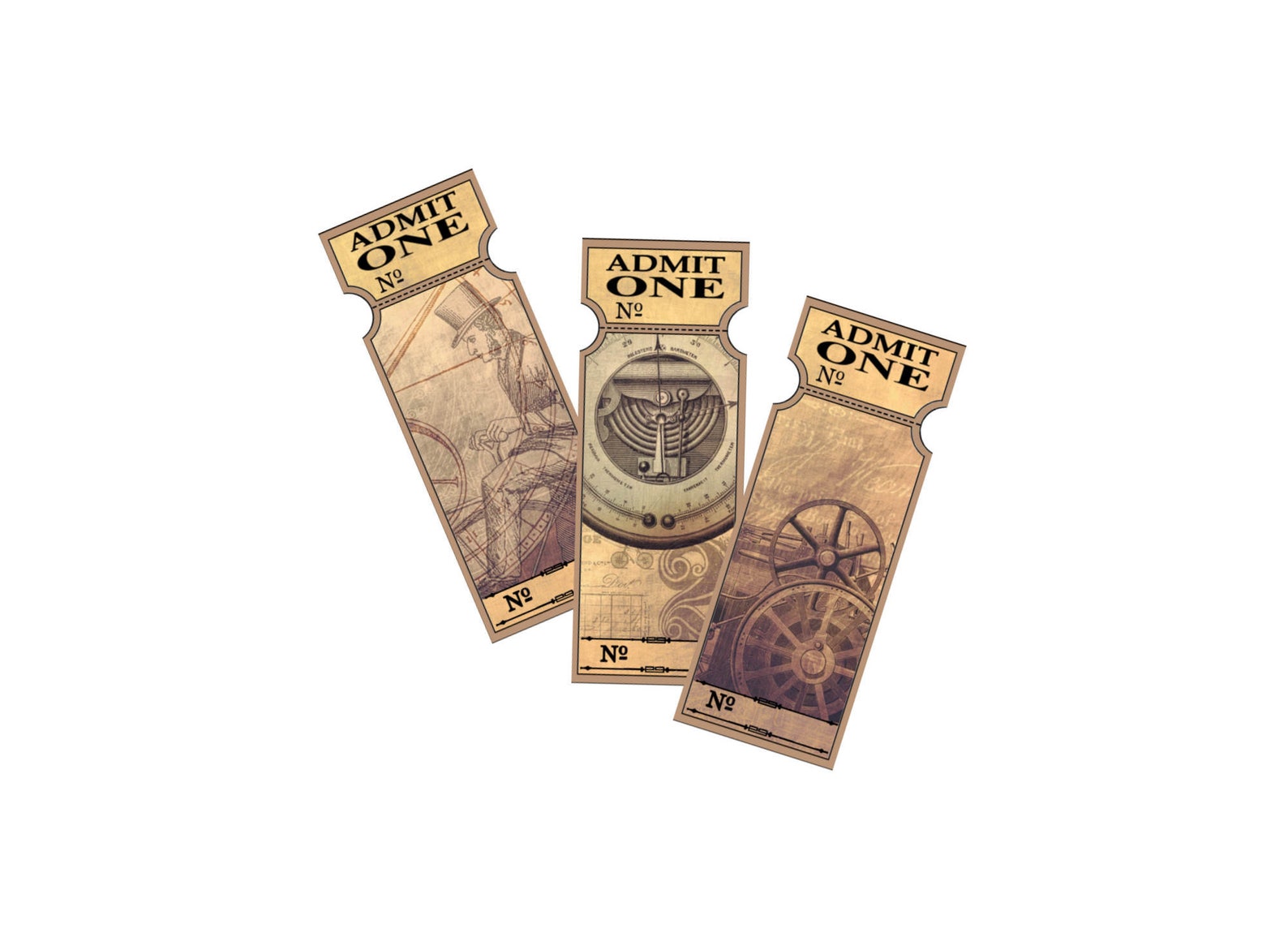 Steampunk Printable Admit One Tickets, Party Supplies, Industrial ...