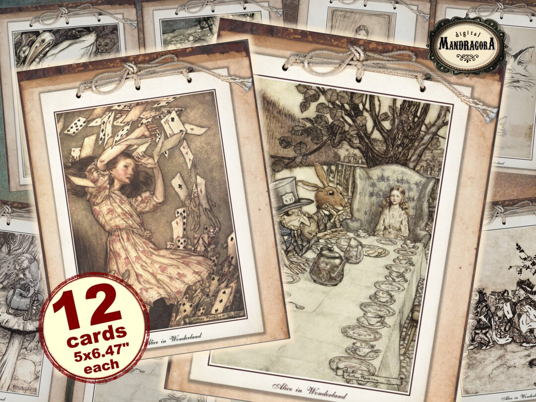 Alice in Wonderland Cards, 5x6.47, Rackham Illustrations, Vintage Alice ...
