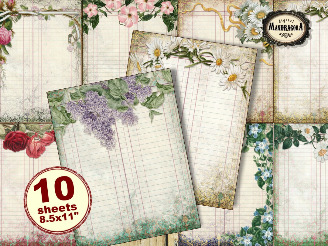 Floral Paper Pack, 8.5x11 Inches Each, Floral Journaling Paper, Floral ...