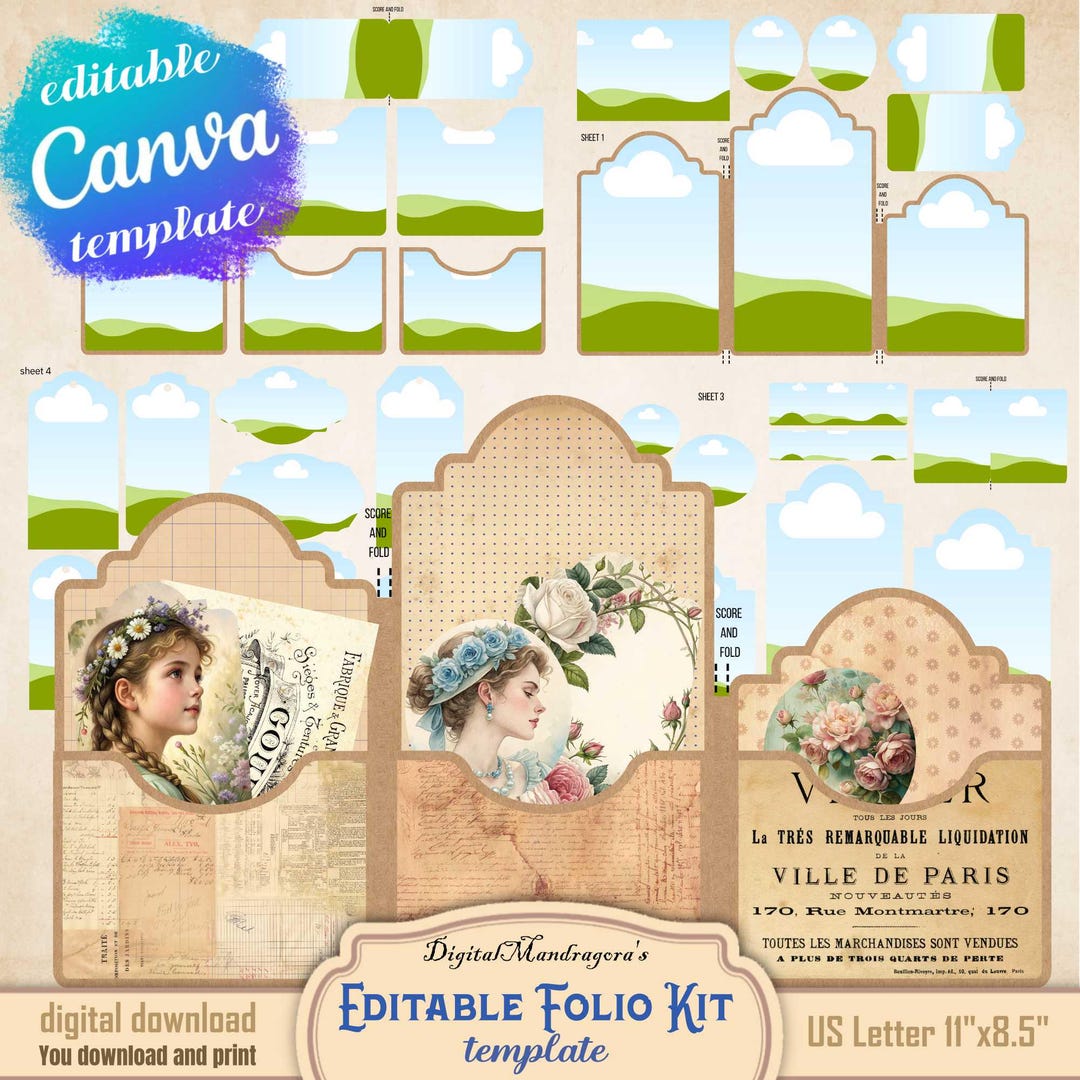 Drag-and-drop Canva Frame Folio Kit - Editable Blank Junk Journal ...