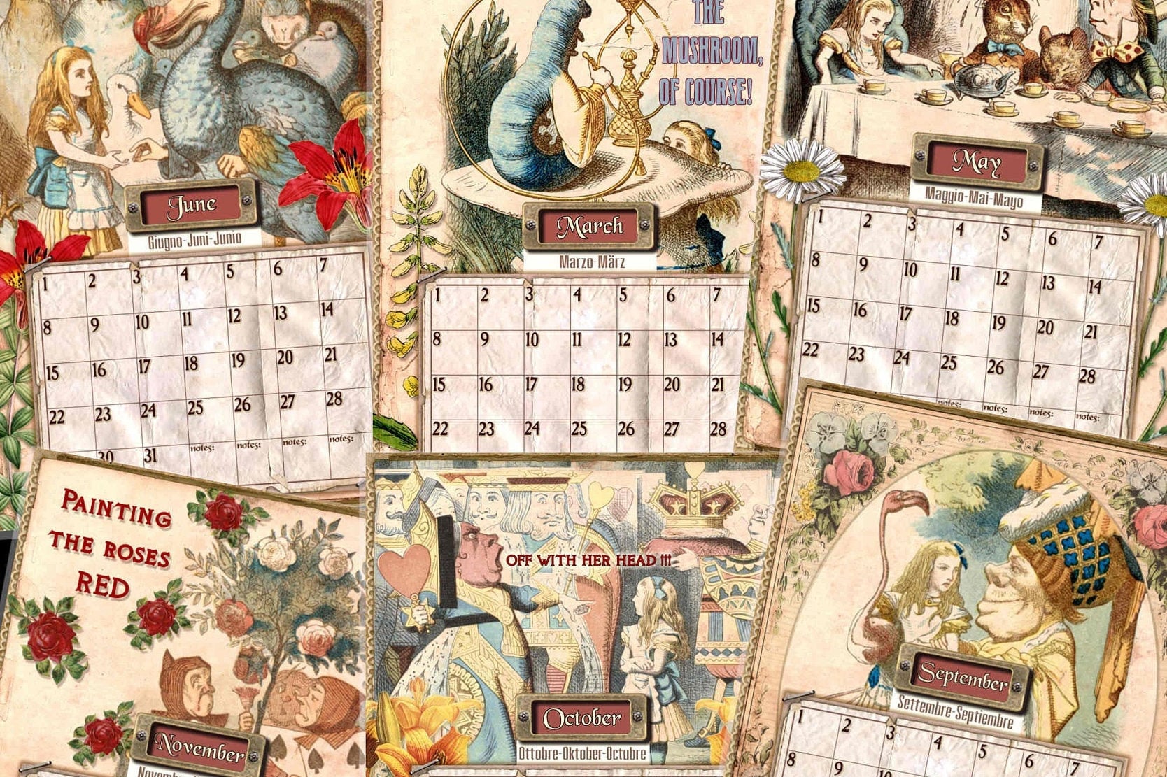 Alice in Wonderland Perpetual Birthday Calendar for Children - Etsy