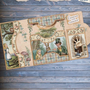 Alice in Wonderland Junk Journal Kit: Ephemera Folder Tri-fold Folio ...