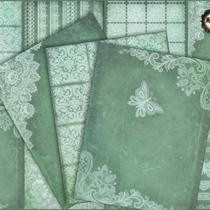 Grunge Green Lace Paper Pack, Vintage Green Lace Papers, Paper Lace ...
